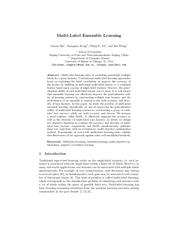 (PDF) Multi-label ensemble learning