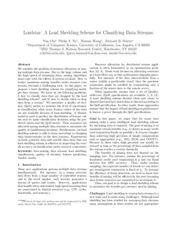 (PDF) Loadstar: load shedding in data stream mining