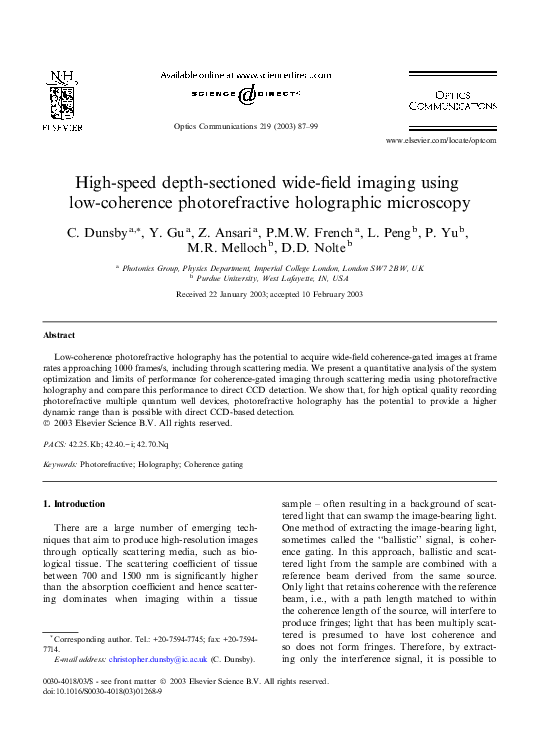 (PDF) High-speed depth-sectioned wide-field imaging using low-coherence ...