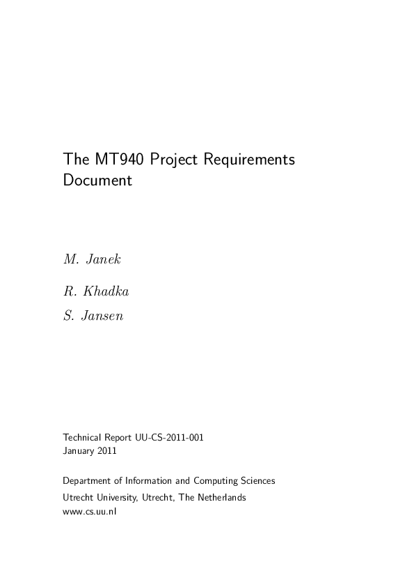 (PDF) The MT940 Project Requirements Document
