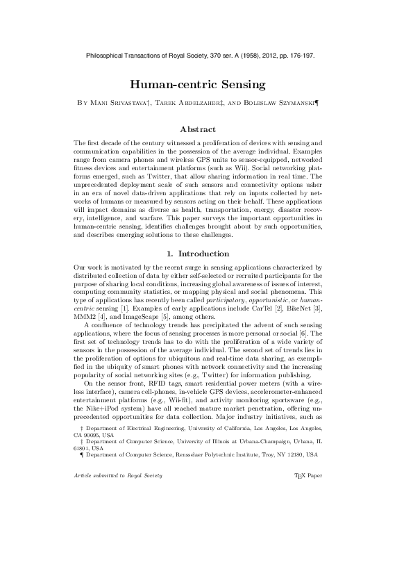 (PDF) Human-centric Sensing