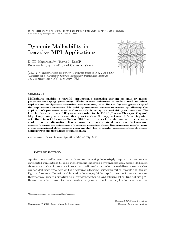 (PDF) Dynamic malleability in iterative MPI applications (PDF) Dynamic malleability in iterative MPI applications