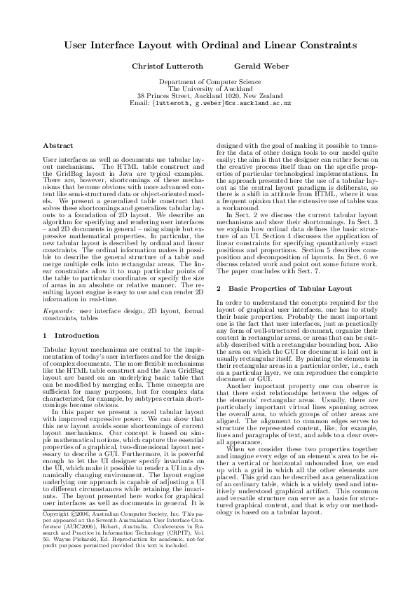 Pdf User Interface Layout With Ordinal And Linear Constraints