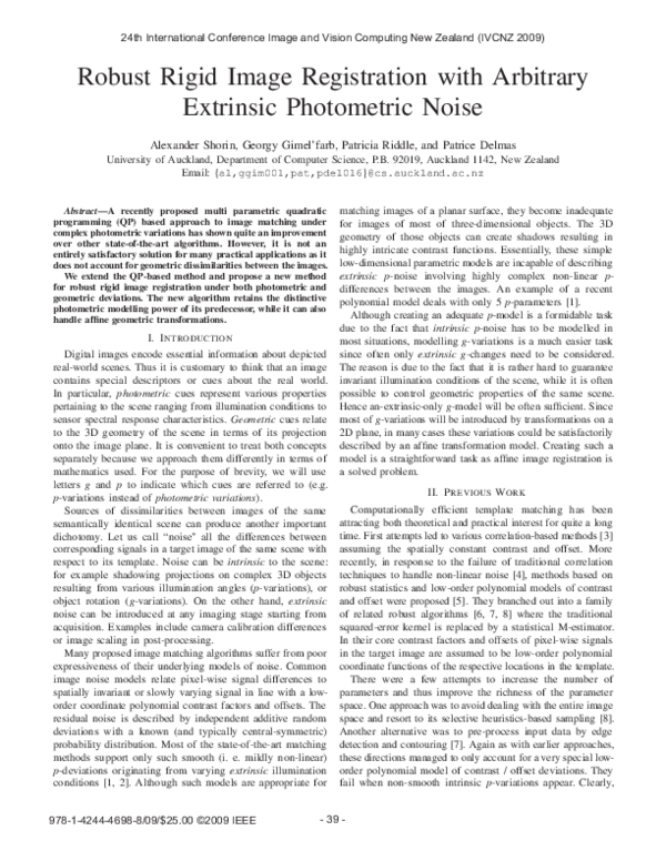 (PDF) Robust rigid image registration with arbitrary extrinsic photometric noise | Georgy Gimel ...