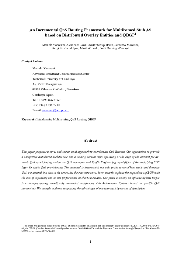 (PDF) An Incremental QoS Routing Framework for Multihomed Stub AS based ...
