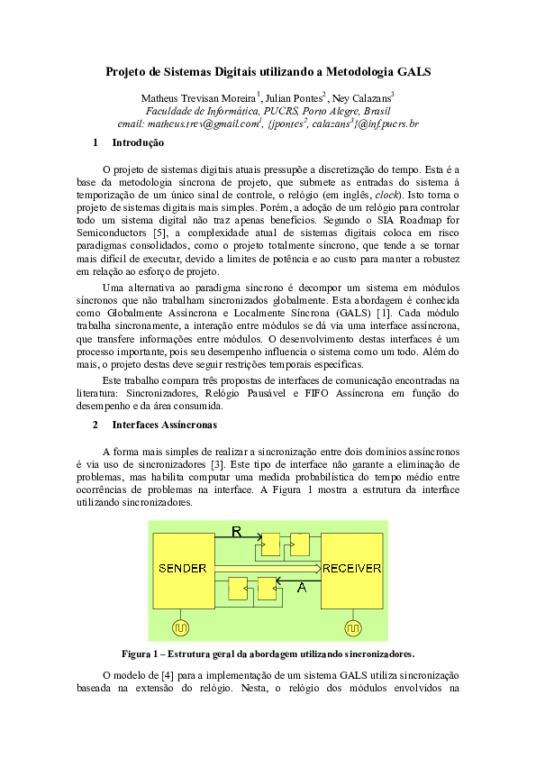 (PDF) Projeto de Sistemas Digitais utilizando a Metodologia GALS