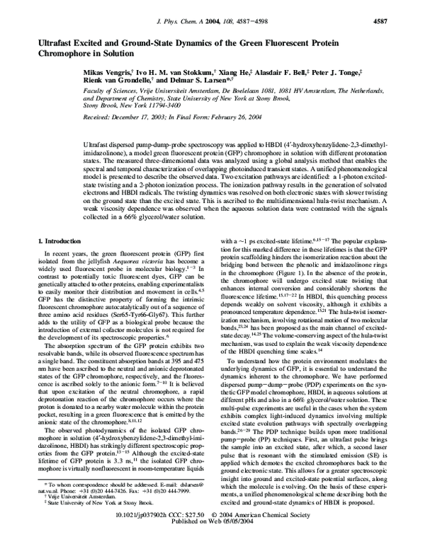 (PDF) Absorption and fluorescence spectra of the neutral and anionic ...