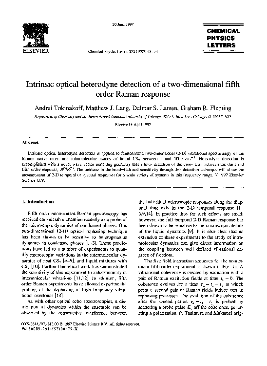 (PDF) Intrinsic optical heterodyne detection of a two-dimensional fifth order Raman response