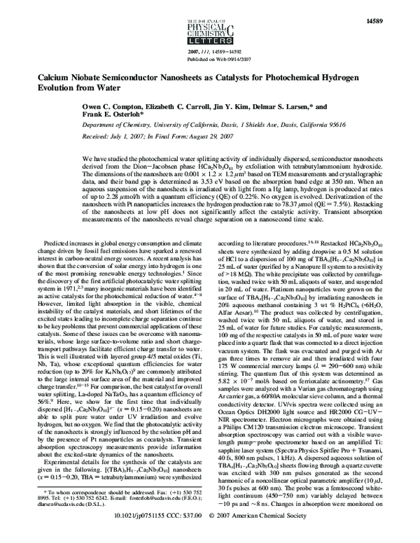 (PDF) Calcium niobate semiconductor nanosheets as catalysts for ...