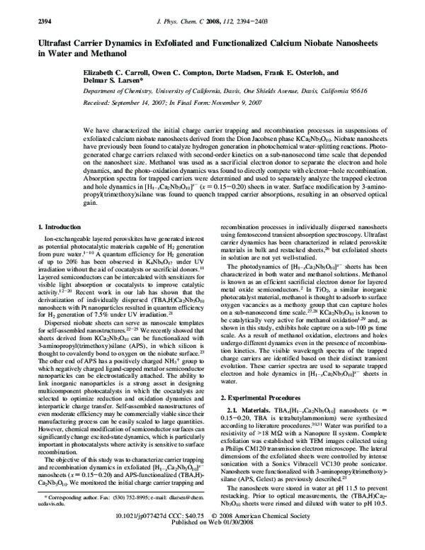 (PDF) Ultrafast carrier dynamics in exfoliated and functionalized ...
