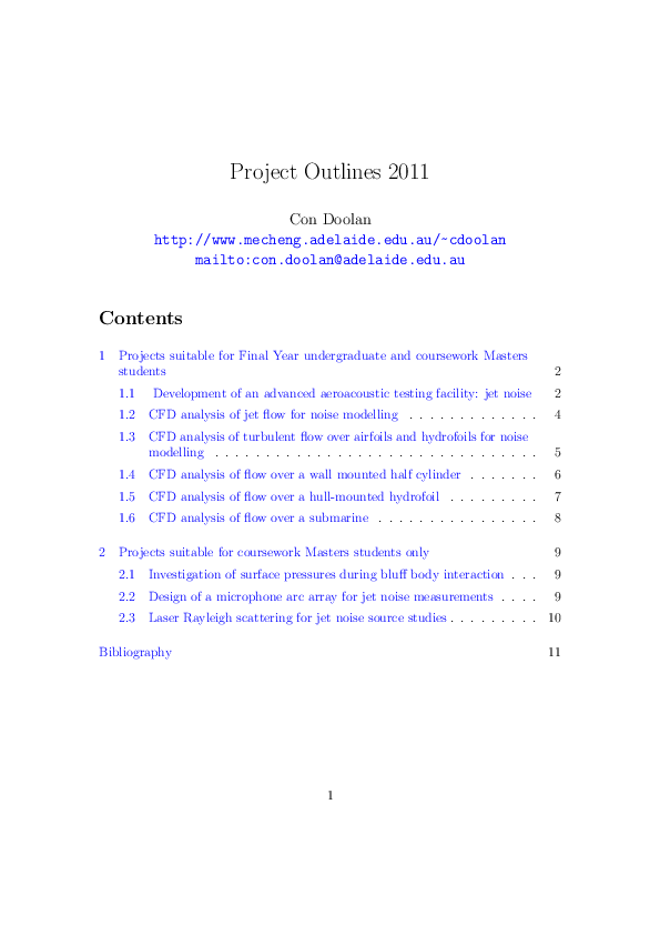 (PDF) Project Outlines 2011