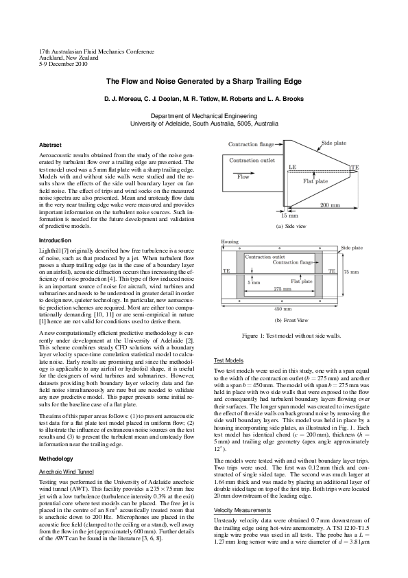 (PDF) The flow and noise generated by a sharp trailing edge