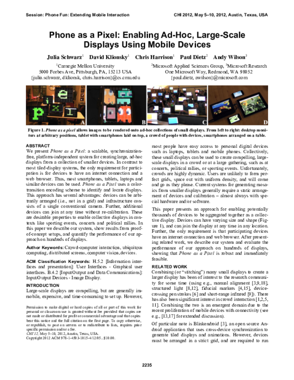 (PDF) Phone as a pixel: enabling ad-hoc, large-scale displays using ...