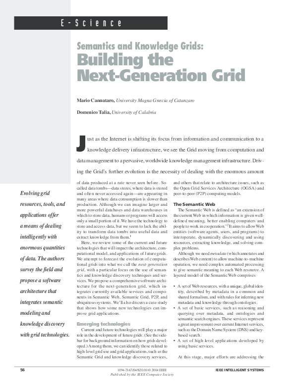 (PDF) Semantics and knowledge grids: building the next-generation grid