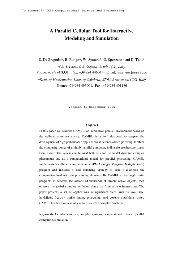 (PDF) A parallel cellular tool for interactive modeling and simulation