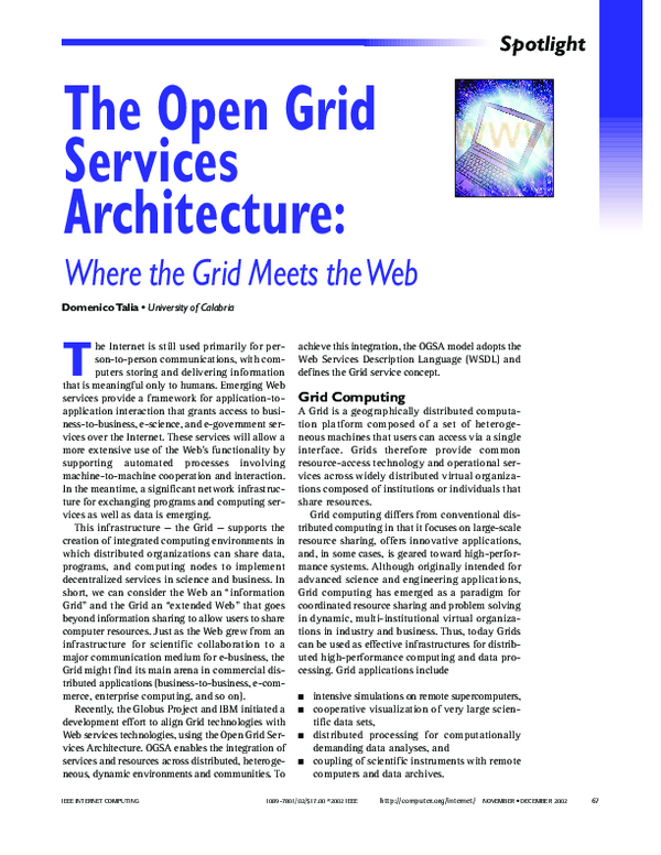 (PDF) The open grid services architecture: where the grid meets the web