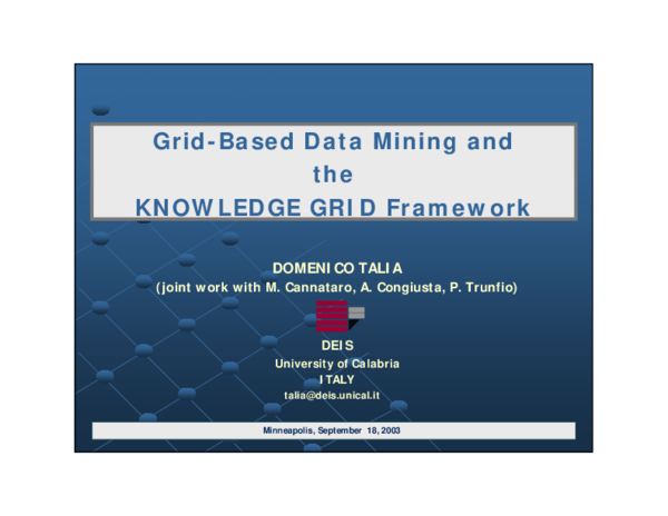 (PDF) Grid-based data mining and the knowledge grid framework