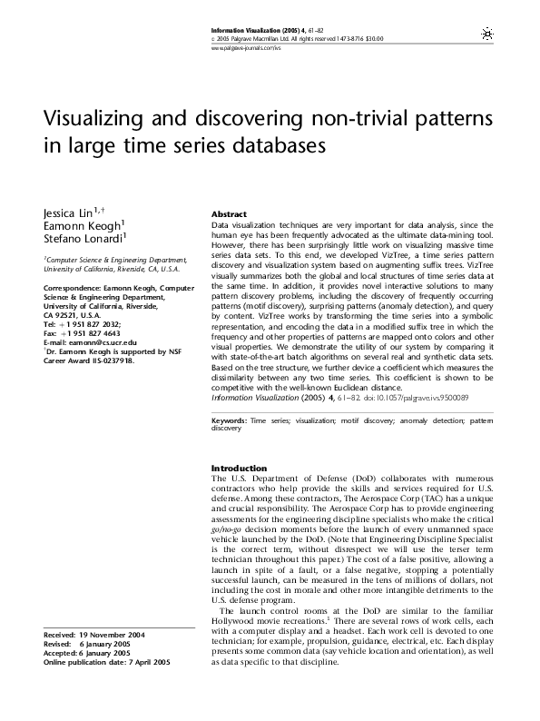 (PDF) Visualizing and discovering non-trivial patterns in large time series databases
