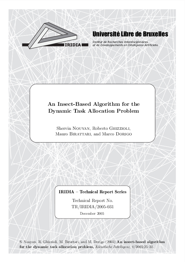 Pdf An Insect Based Algorithm For The Dynamic Task Allocation Problem