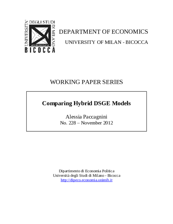 Pdf Comparing Hybrid Dsge Models
