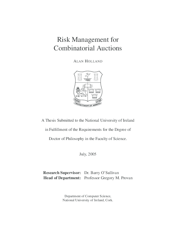 (PDF) Risk management for combinatorial auctions