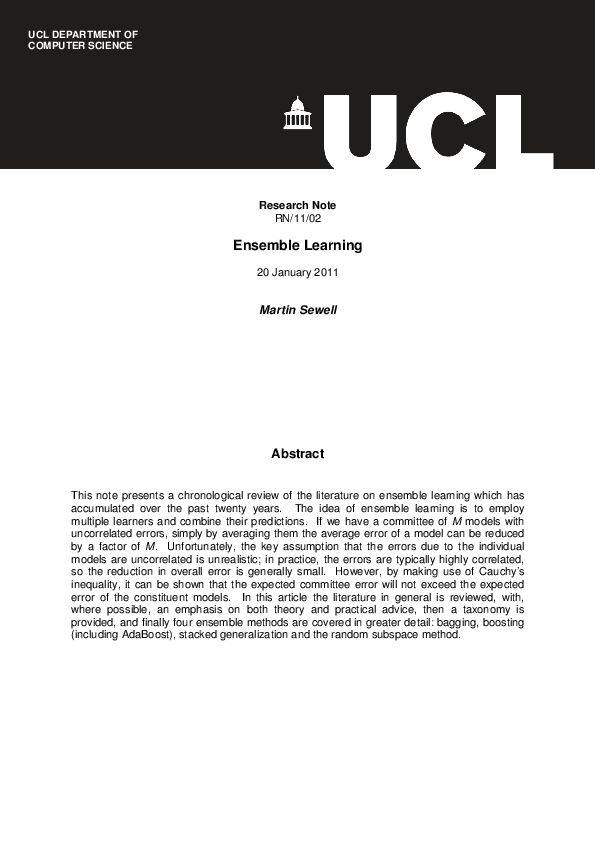 (PDF) Ensemble learning