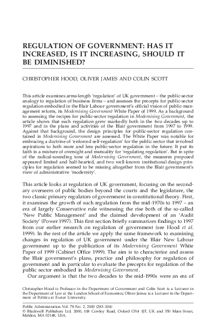 (PDF) Regulation of government: has it increased, is it increasing ...