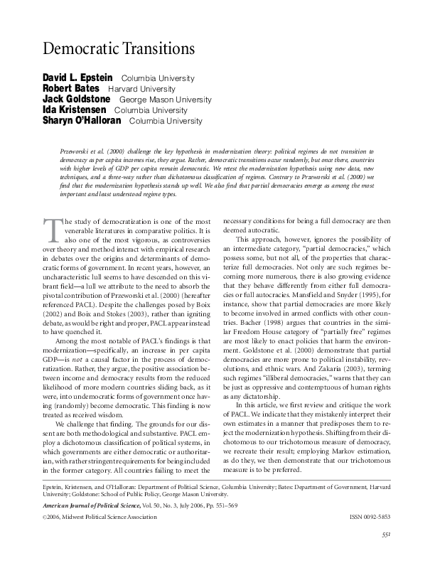 (PDF) Democratic transitions