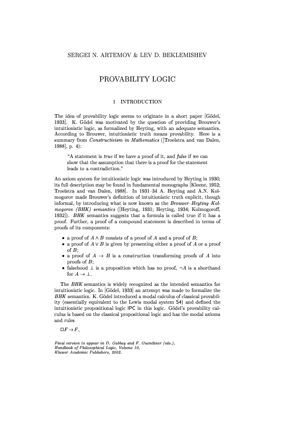 (PDF) Provability logic