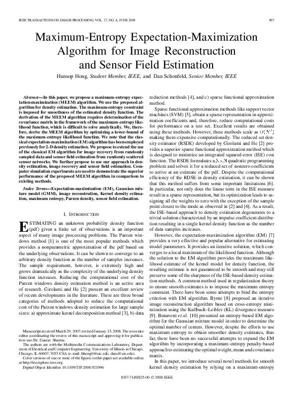 (PDF) Maximum-entropy expectation-maximization algorithm for image reconstruction and sensor ...