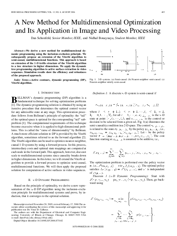 (PDF) A new method for multidimensional optimization and its application in image and video ...