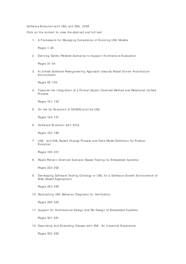Pdf A Framework For Managing Consistency Of Evolving Uml Models 