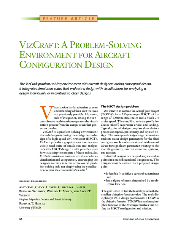 (PDF) VizCraft: a problem-solving environment for aircraft ...