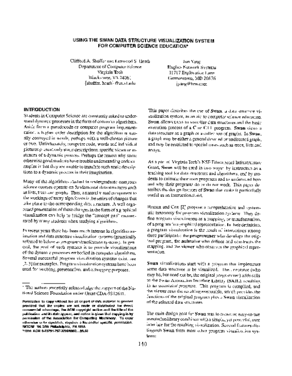 (PDF) Using the Swan data structure visualization system for computer science education