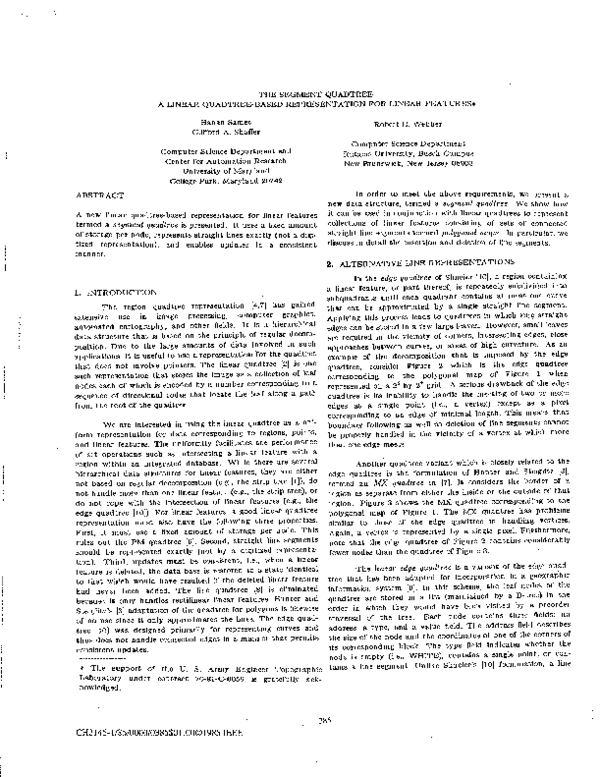 (PDF) The segment quadtree: A linear quadtree-based representation for linear features
