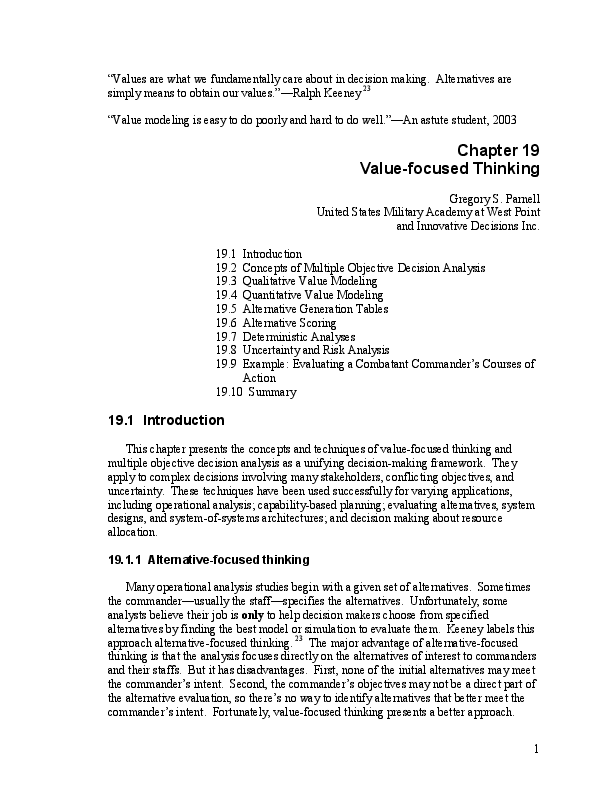 (PDF) Value-Focused Thinking