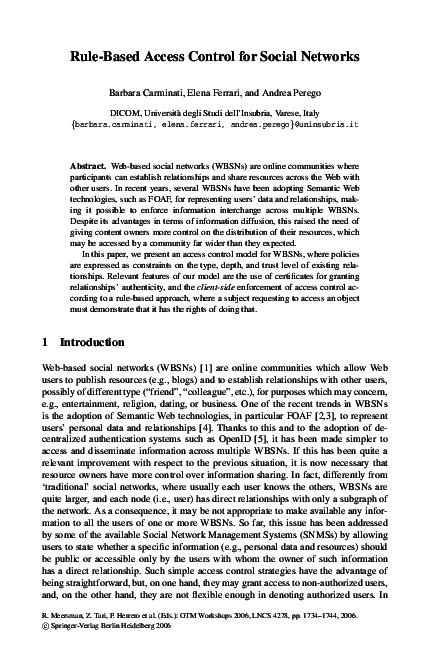 (PDF) Rule-based access control for social networks