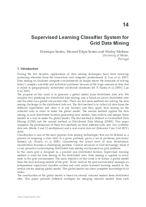 (PDF) Supervised learning classifier systems for grid data mining