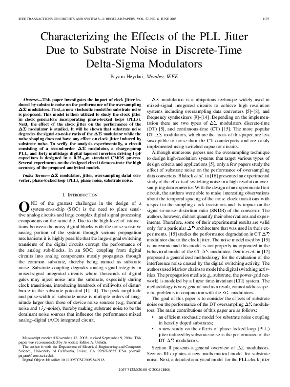 (PDF) Characterizing the effects of the PLL jitter due to substrate ...