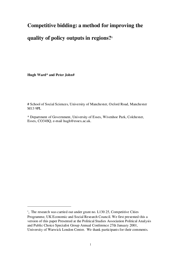 (PDF) Competitive bidding: a method for improving the quality of policy ...