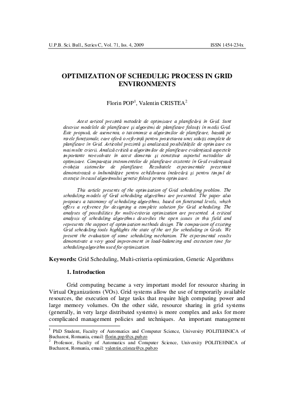 (PDF) Optimization of Scheduling Process in Grid Environments