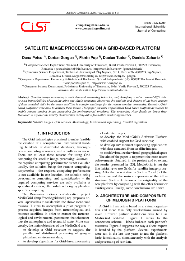 (PDF) Satellite image processing on a Grid-based platform