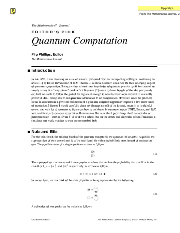 (PDF) Quantum computation (PDF) Quantum computation