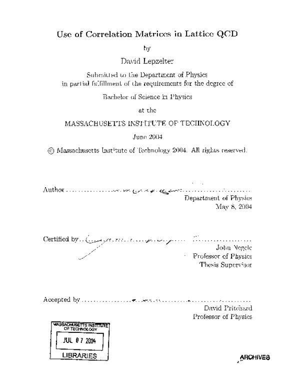 (PDF) Use of correlation matrices in lattice QCD