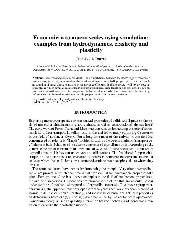 (PDF) From micro to macro scales using simulation: examples from ...