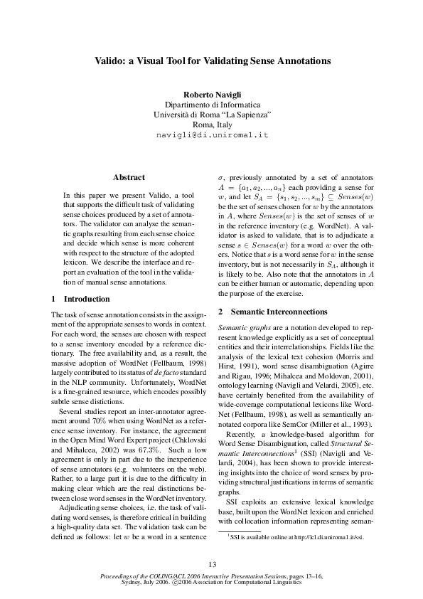 (PDF) Valido: a visual tool for validating sense annotations
