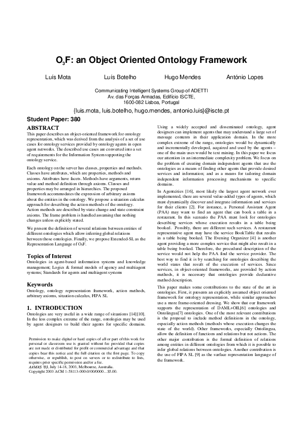 Pdf O3f An Object Oriented Ontology Framework