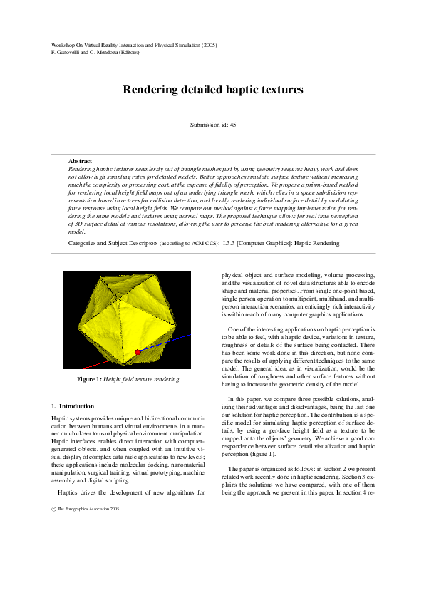 (PDF) Rendering detailed haptic textures