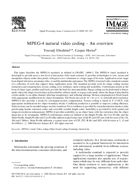 (PDF) MPEG-4 natural video coding–An overview