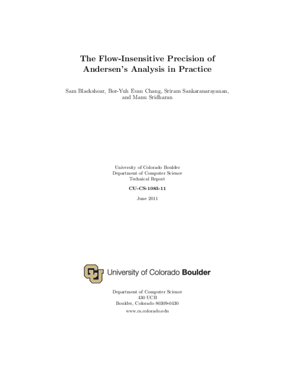 Pdf The Flow Insensitive Precision Of Andersens Analysis In Practice